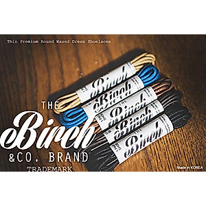 Birch 3/32”(2.4 mm) Thin Premium Round Waxed Dress Shoelaces (32" (81 cm) - L, BROWN)