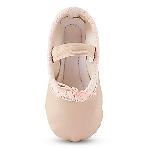 Toddler Ballet Shoes Baby Ballet Slippers Leather Full Sole Girls Kids Dance Ballerina Shoes(Beige/4.5 Toddler)