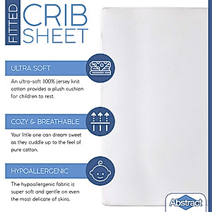 Abstract Cotton Crib Sheets - Fitted Crib Sheet for Standard Crib Mattress - Ultra Soft Crib Sheets for Boys Girls Baby - Universal - Snug Fitted - Cotton - 28"x52" (Solid White)