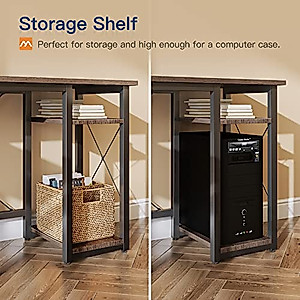 Coleshome L Shaped Computer Desk 66" with Storage Shelves, Corner Gaming Desk, Sturdy Writing Desk Workstation, Modern Wooden Desk Office Desk, Wood & Metal, Grey Oak