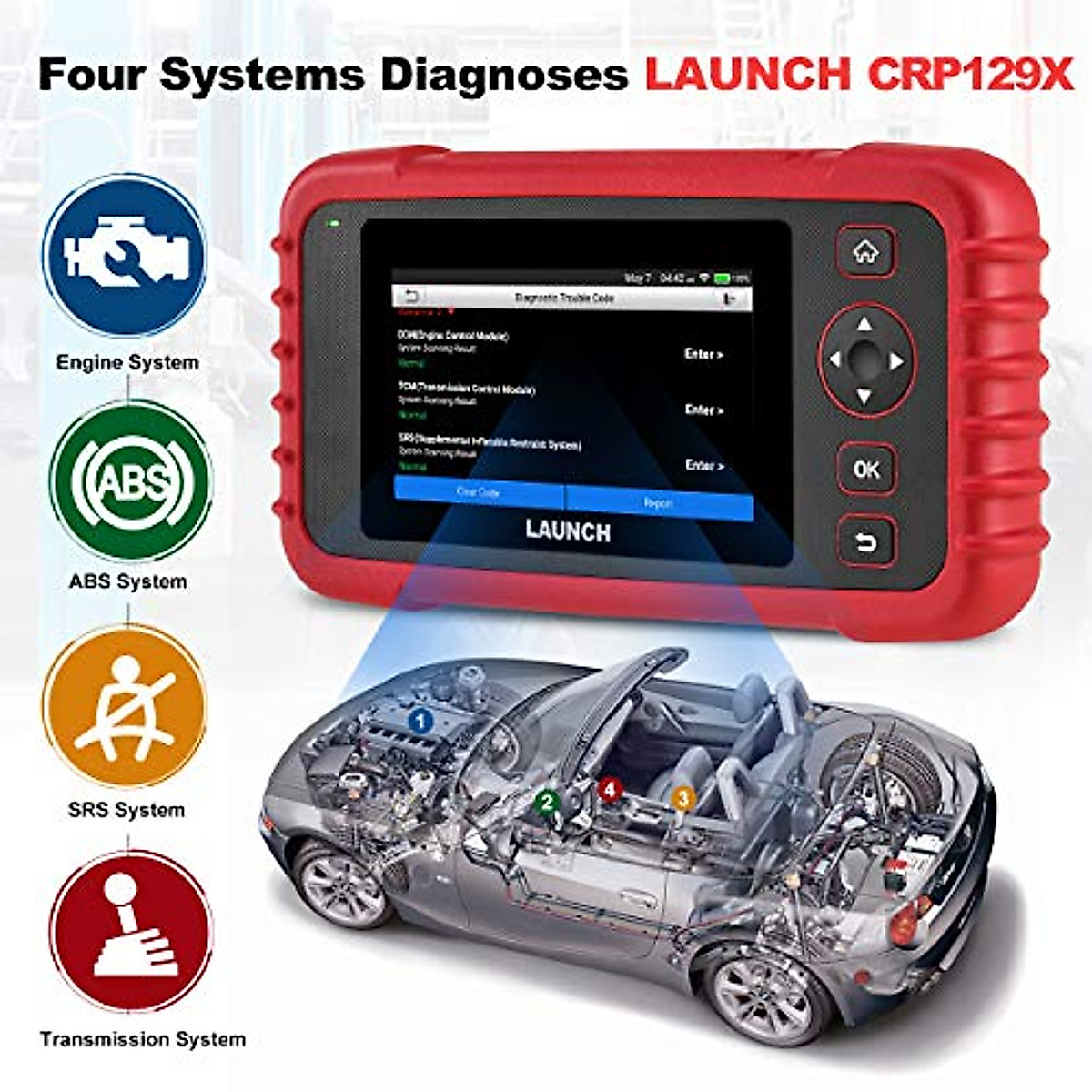 LAUNCH CRP129X Elite 2024 New OBD2 Scanner for Car, FCA AutoAuth, 8 Reset Oil/EPB/SAS/TPMS/BMS/Throttle/DPF Reset/Injector Coding, ABS SRS Transmission Engine Scan Tool, Lifetime Free Update, Auto VIN