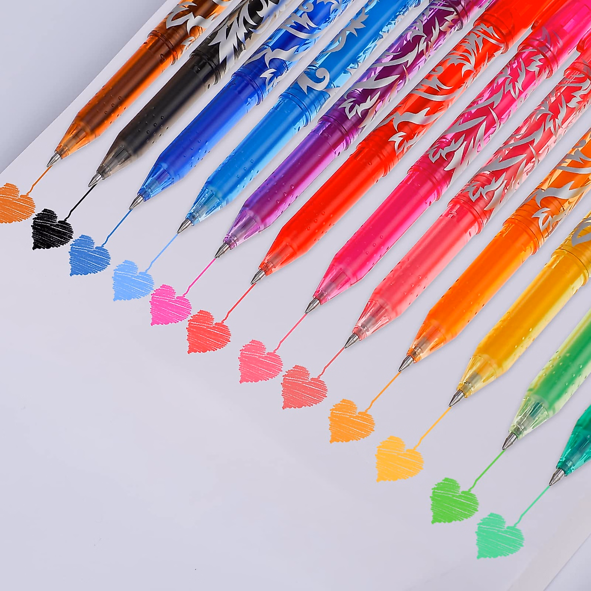 Zayvor 12 Color Erasable Colored Gel Pens Rollerball Pens, 3 Refillable Pen, Eraseablenpens Rolling Ball Pens Eraser Pen Multicolor Black, Fine Point 0.7mm, Drawing Pens Writing Pen With Eraser