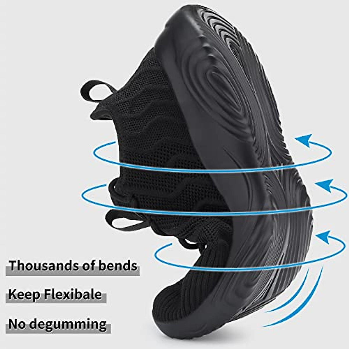 MRIP Men's Walking Shoes, Lightweight Non Slip Gym Workout Running Shoes for Men, Mesh Breathable Fashion Tennis Athletic Casual Sneakers All Black 12