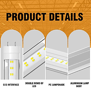 ONLYLUX T8 Led Bulbs 4 Foot - F32T8 28W 4000 Lumens(Super Bright) 5000K, T8 T10 T12 4ft Flourescent Tube Led Replacement, Ballast Bypass, Type B, Dual-End Powered, Daylight 10 Pack