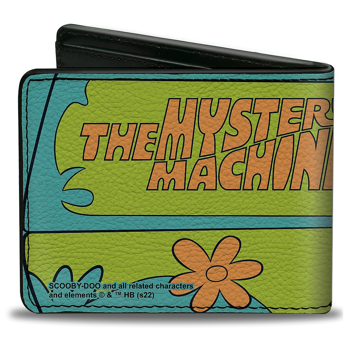 Scooby Doo Wallet, Bifold, Scooby Doo Group Driving Mystery Machine Side Pose Blue, Vegan Leather