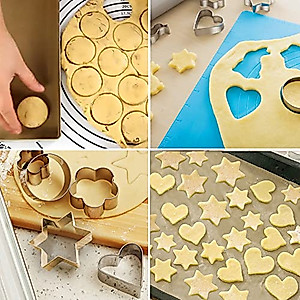 20Pcs Stainless Steel Cookie Cutter Set - Easter Cookie Cutter Set & Round Heart Flower Star Shapes Cookie Cutters Set (8Pcs +12Pcs)