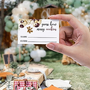 Guess How Many Cookies Are In The Jar, Brown Bear Balloon Shower Gamesr Decorations Set, Neutral Boy and Girl-(1 Sign and 50 Cards)