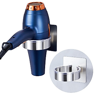 Oukimly Hair Dryer Holder Wall Mounted, Blow Dryer Holder, Stainless Steel Hair Tool Organizer, Adhesive Hairdryer Holder for Bathroom Barber Shops, Hair Dryer Storage, No Drilling