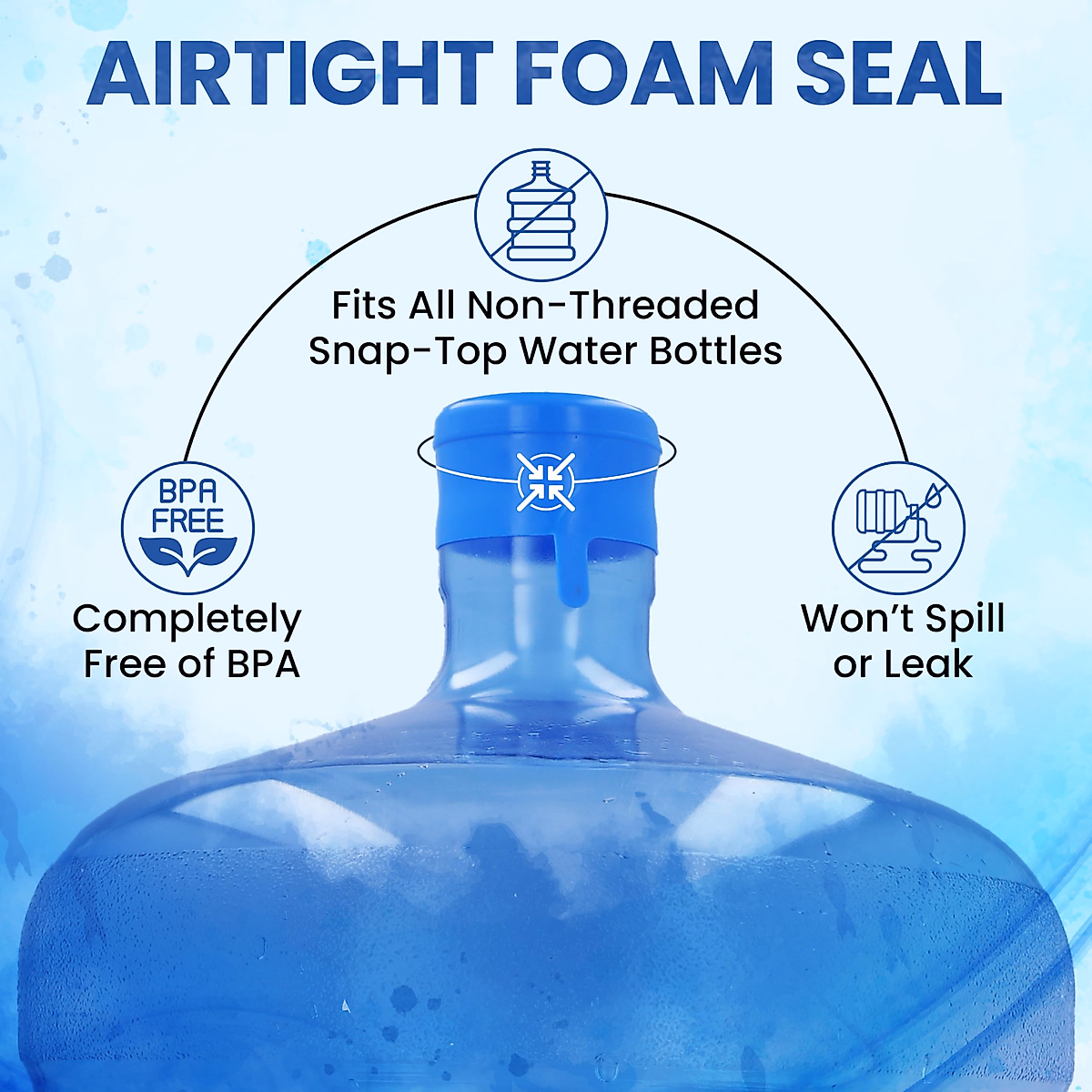 [10 Pack] USA Made 3 & 5 Gallon Water Bottle Caps - Spill Proof 5 Gallon Water Jug Cap fits 2, 3, 5, 6 Gallon Water Jugs - 5 Gallon Water Jug Lid - Lids for 5 Gallon Jug Cap, 3 Gallon Water Jug Cap
