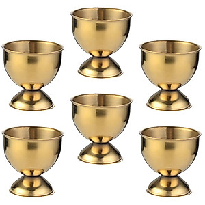 Cabilock 6pcs Egg Cup Egg Tray Stainless Steel Boiled Egg Cups Holder Stand Serving Cup for Egg Dishwasher Safe Gold
