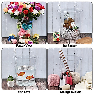 Callyne 2.6 Gallon Acrylic Clear Round Plastic Bathroom Garbage Can, 4 Pack Plastic Small Wastebasket for Multipurpose