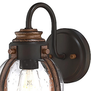 Westinghouse 6118100 Cindy Vintage-Style One-Light Indoor Wall Light Fixture, Oil Rubbed Bronze Finish with Barnwood Accents, Clear Seeded Glass