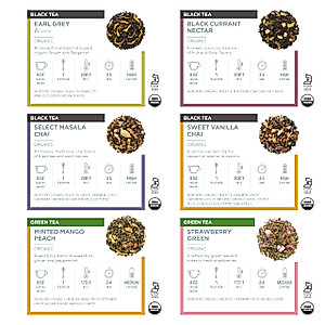 Teabloom Exceptional Loose Leaf Tea Chest, World's Largest Tea Collection with 24 Varieties of USDA Certified Organic Black, Green, White, Oolong, and Herbal Loose Tea Blends