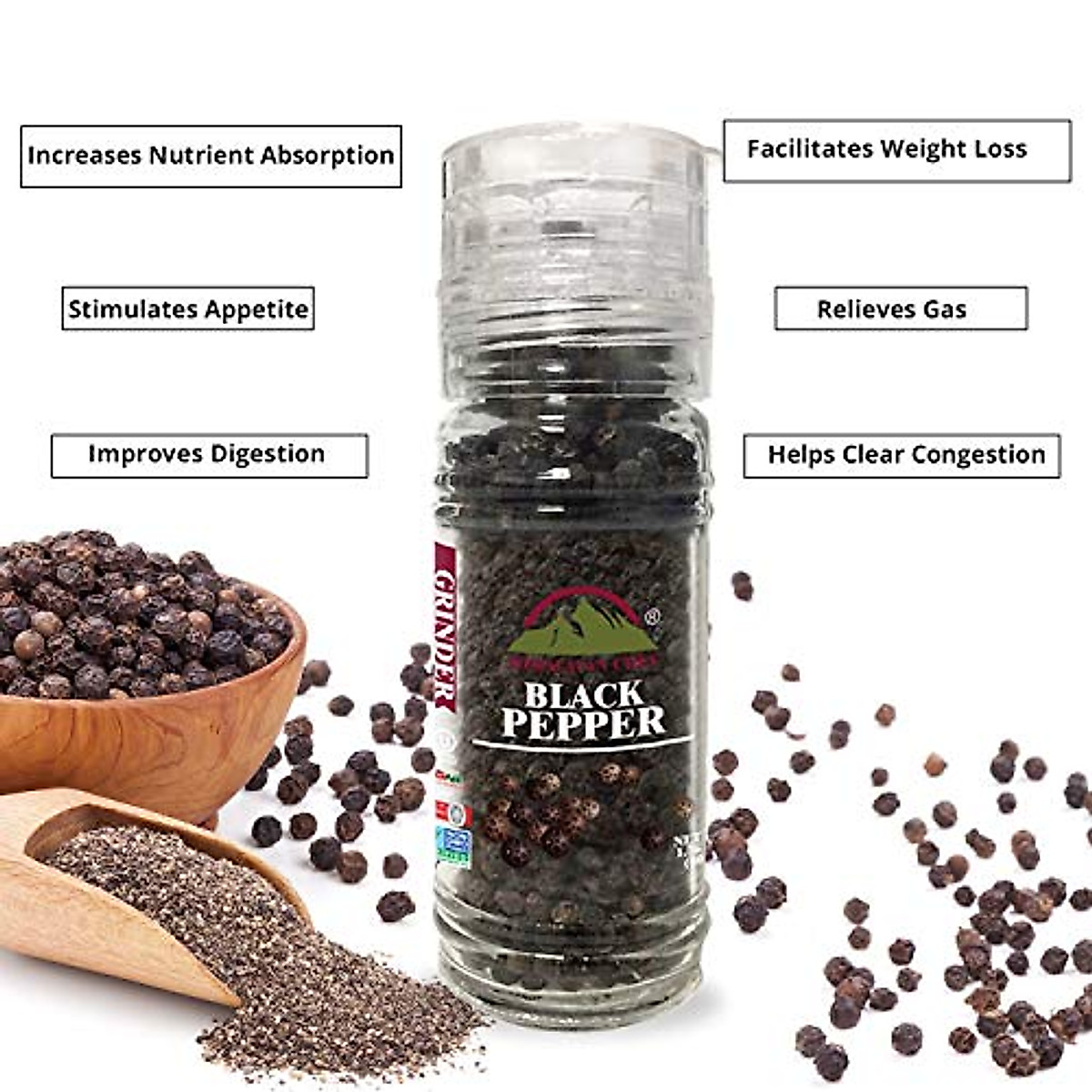 Himalayan Chef Pink Salt & Black Pepper Refillable Glass Grinder, User Friendly, and Easy-to-Use Design - Vegan & Kosher Certified, Idle for Cooking & Seasoning | set of 2