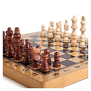 VONGAZ Chess Board Game Chess Set 13.3 Inch Wooden Chess and Checkers Set，Wooden Travel Chess Game Set Portable Chess Game Chess Game Set Chess Board Set