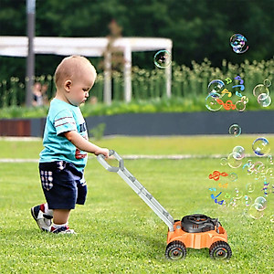 JUMELLA Lawn Mower Bubble Machine for Kids - Toddler Toys Automatic Bubble Mower with Music, Baby Activity Walker for Outdoor, Push Toys for Toddler, Christmas Birthday Gifts for Preschool Boys Girls