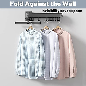 Zxlozxly Wall Mounted Clothes Hanger Rack, Black Retractable Clothes Drying Rack, Laundry Drying Rack, Collapsible (Tri-Fold), Clothes Drying Rack for Laundry Balcony Bedroom