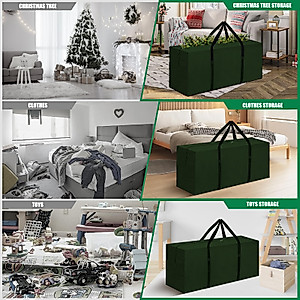skyfiree Christmas Tree Storage Bag Fits Up to 12 Ft Tall Artificial Disassembled Trees, Heavy Duty 420D Waterproof Christmas Tree Bag Extra Large Xmas Tree Bag with Handles & Zipper (Green)
