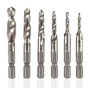 Yakamoz 6PCS Drill Tap Combination Bit Set HSS Deburr Countersink Bit 1/4 Hex Shank Tool Kit | Imperial