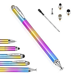 Universal Stylus Pens, Honiha High Precise Disc Stylus Pens for Touch Screens 4 in 1 Touch Screen Pen Capacitive Stylus Compatible with iPad, iPhone, Samsung, Android, Microsoft Tablets- Rainbow
