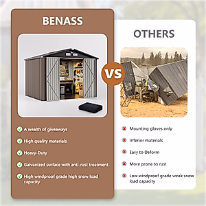 Benass Outdoor Storage Shed 10x12 FT,Metal Tool Sheds,Waterproof Outside Storage Shed with Lockable Doors & Air Vent,Storage Building for Backyard Garden