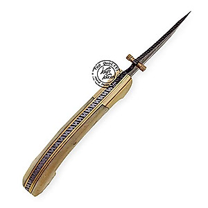 Beautiful Camel Bone 7.25" Damascus Steel Folding Pocket Knife with Brass Bolster, 100% Prime Quality