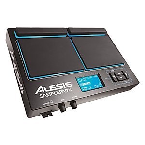 Alesis Sample Pad 4 | Compact Percussion and Sample Triggering Instrument with 4 Velocity Sensitive Pads, 25 Drum Sounds and SD/SDHC Card Slot,Black