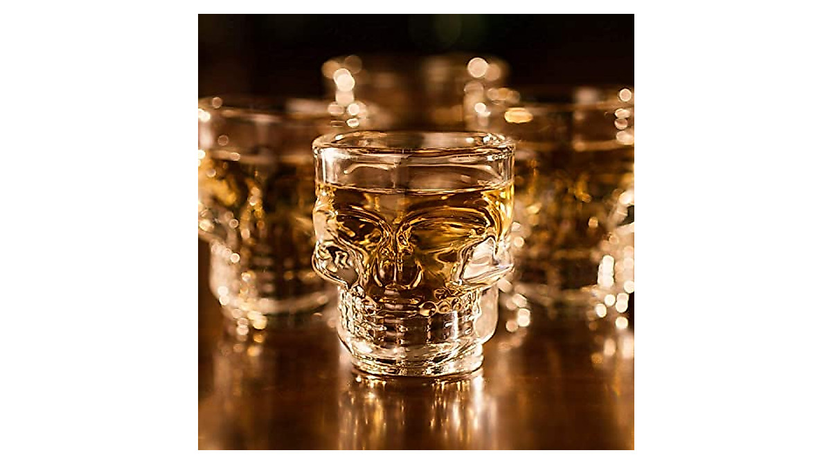 Circleware Skull Face Whiskey Shot Glasses - Set of 6