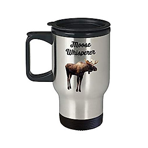 Moose Whisperer Travel Mug - Funny Tea Hot Cocoa Coffee Insulated Tumbler Cup - Novelty Birthday Christmas Gag Gifts Idea