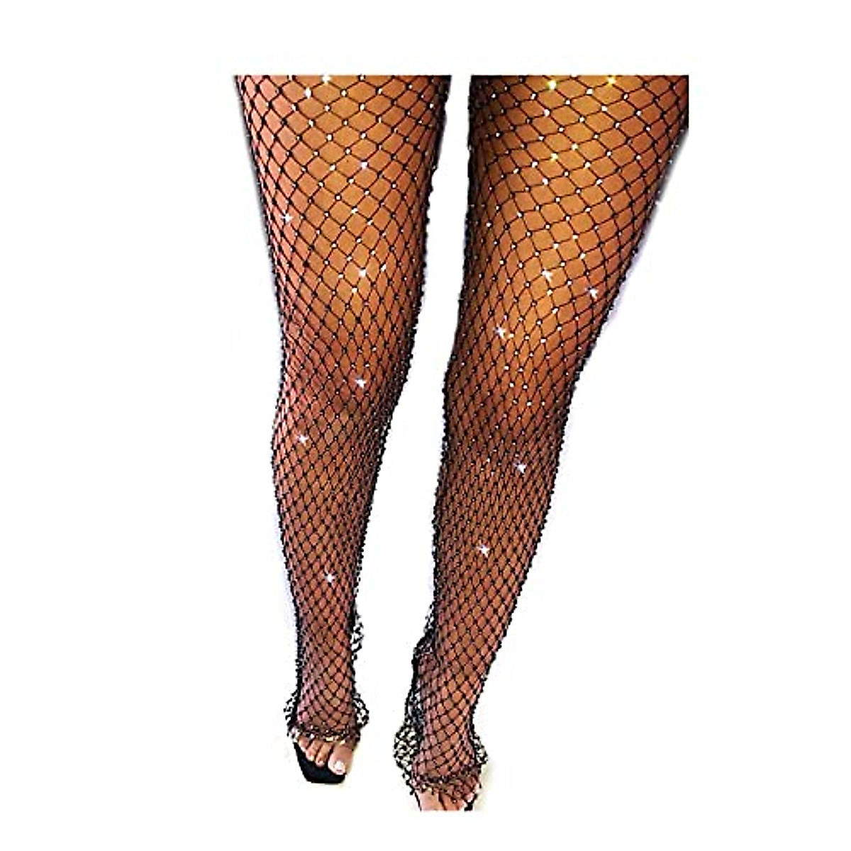 Yokawe Mesh Crystal Fishnet Pants Black Sparkly Rhinestone Body Chain See Through Bottoms Bikini Nightclub Party Rave Festival Body Accessories Jewelry for Women and Girls (Black, 120)