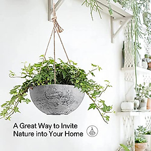 VIVOSUN 2 PCS Hanging Planters, 10 Inch Flower Pots with Drainage Holes, Indoor and Outdoor Hanging Basket, Marble Pattern