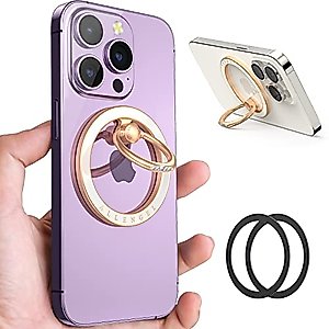 Magnetic Phone Ring Holder for MagSafe - Allengel Magnetic Phone Ring Holder Stand, Adjustable Kickstand for iPhone 14 Pro, 14 Pro Max, 14 Plus, 14, 13 and 12 Series (White Ceramic)