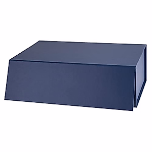 WRAPAHOLIC 1 Pcs 14x9x4.3 Inches Navy Gift Box with lids - Collapsible Gift Box with Magnetic Closure and 2 Pcs White Tissue Paper, Perfect for Birthday, Party, Holiday, Wedding, Graduation
