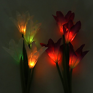 2 solar LED 4 heads calla flower night light, suitable for home garden lawn decoration