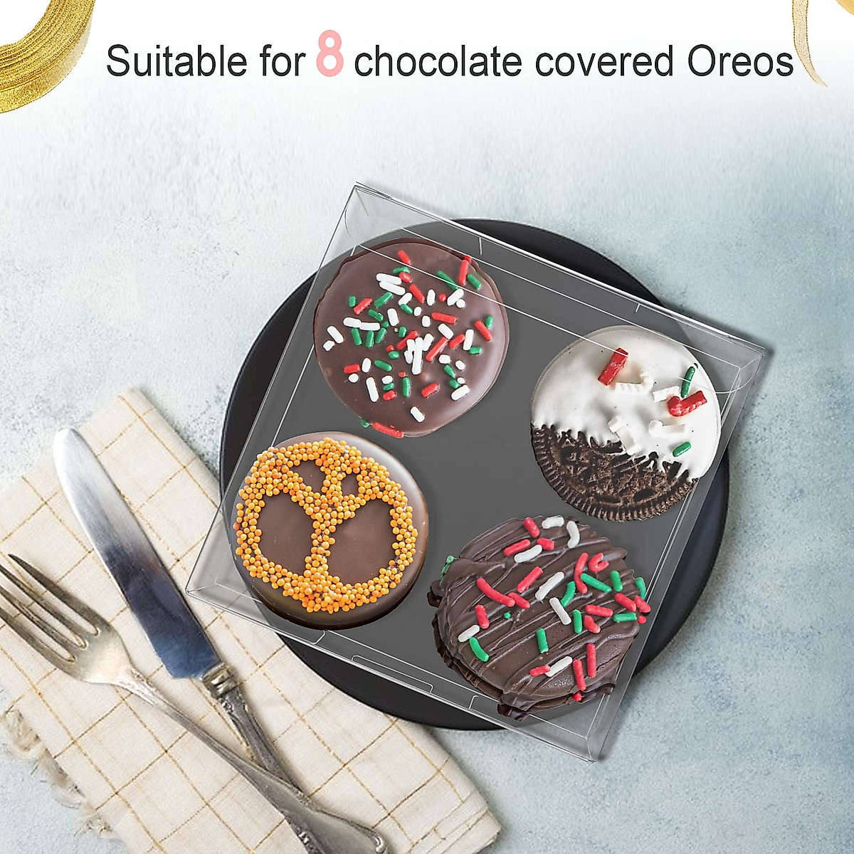 Vowcarol 4x4x1.5 Boxes Clear Sugar Cookies Containers, Wedding Favour Boxes Transparent Gift Boxes for Candy Chocolate Valentine - 50PCS