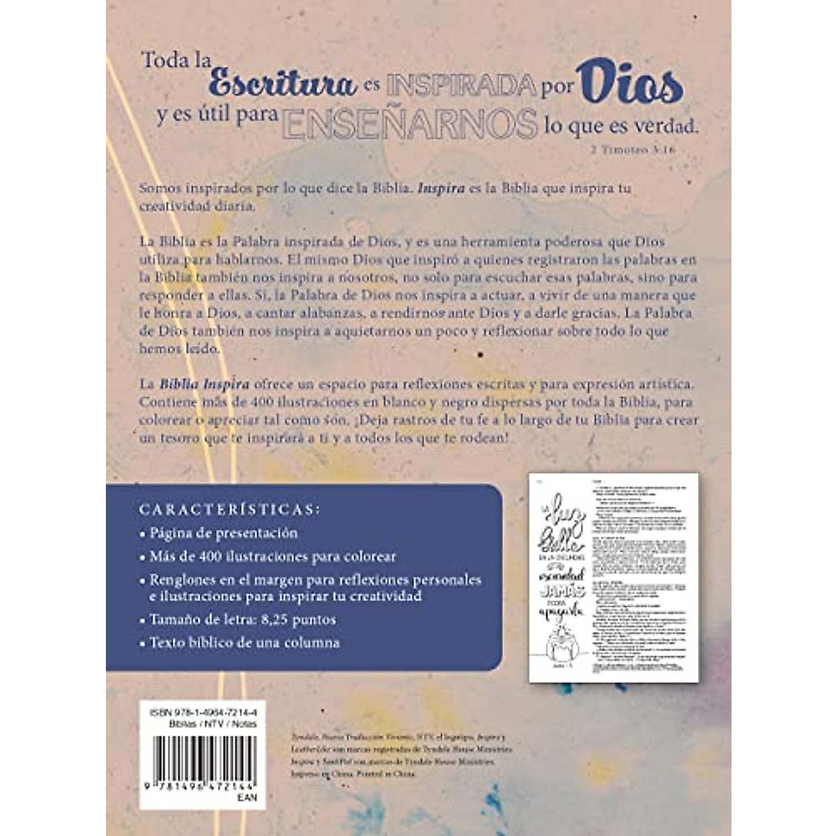 Biblia Inspira NTV (SentiPiel, Acuarela rosa): La Biblia que inspira tu creatividad (Spanish Edition)