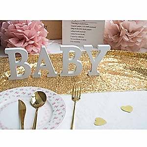 ANSOMO Baby Letters Small Table Sign Baby Shower Centerpiece Party Decorations White
