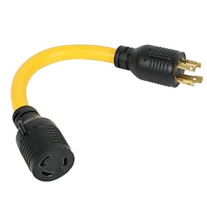 1FT NEMA L14-30P to L6-30R Charger Power Adapter Cord, 30 Amp Adapter 4 Prong to 3 Prong Lock Connection Male Plug to Twist Lock Female Outlet Portable Generator Cord for RV EV Generator Welder Dryer