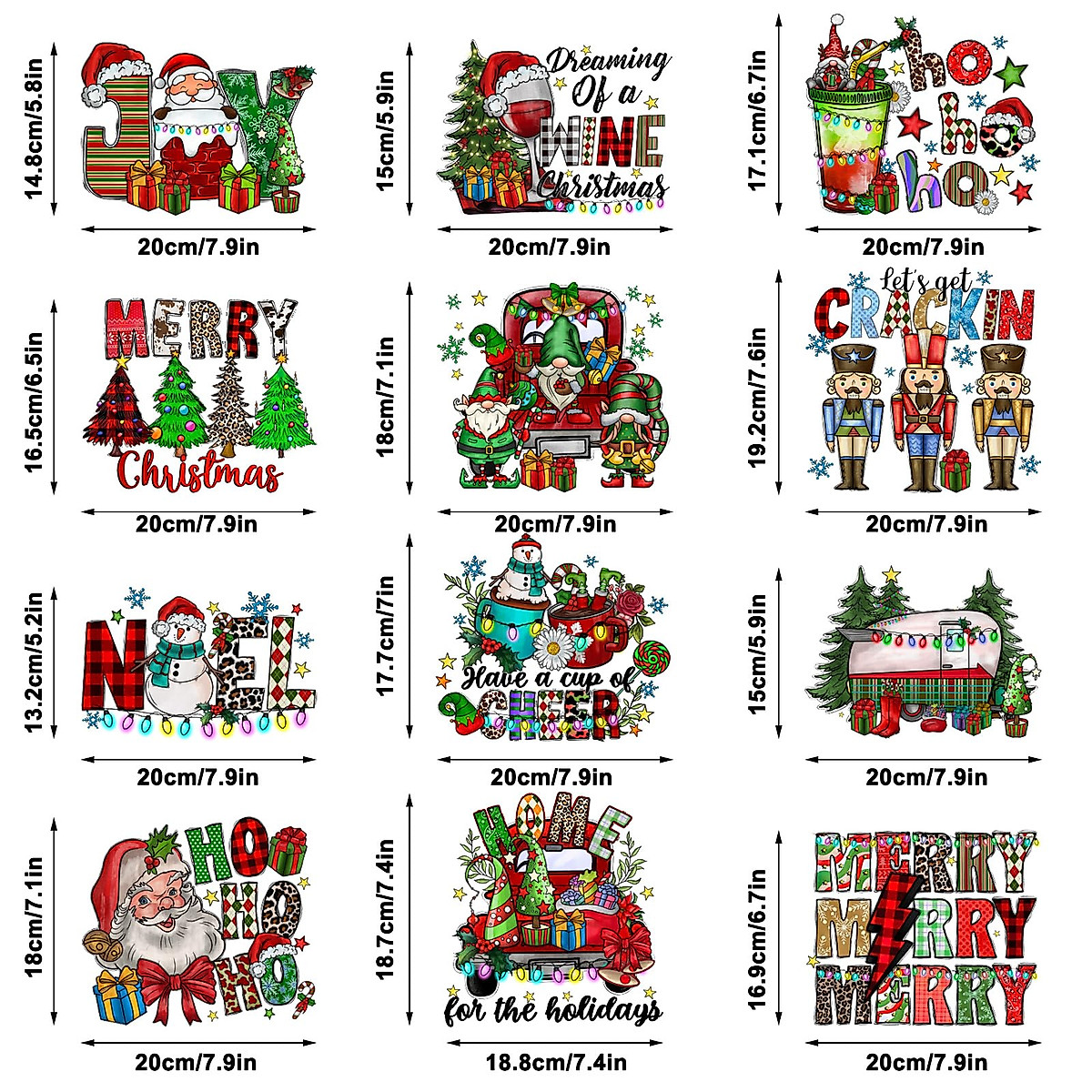 AnyDesign 12 Sheet Christmas Iron On Transfers Patches Xmas Tree Truck Snowman Heat Transfer Iron Patches Merry Christmas Heat Transfer Stickers for DIY Art Craft Clothing Fabric Decor
