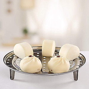 Stainless Steel Steam Holder Steam Rack Round Steaming Tray Insert for Pots, Pans, Crock Pots with Supporting Feet -Silver(S)