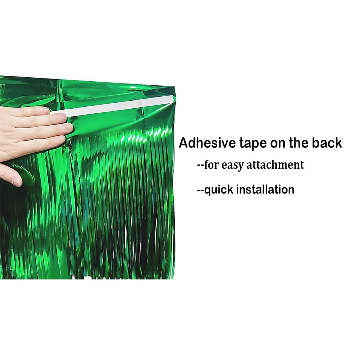 iiCheerful 4 Pack Green Total 40 Feet Foil Fringe Garland Metallic Tinsel Banner Wall Hanging Drapes Parade Float Skirting Decorations for Trailer Mardi Gras Party Birthday Wedding Baby Shower (Green)