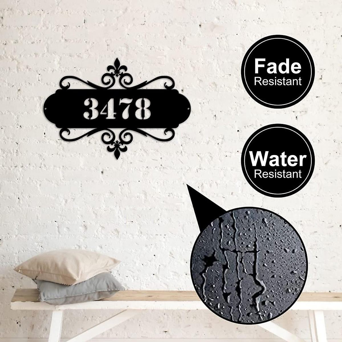 Personalized Metal Sign Custom House Address Numbers Plaque for Housewarming Monogram Signs for Apartment Home Outdoor Street Outdoor Wall Decor Black (12")