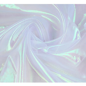 YYCRAFT Two Tone Sheer Organza Fabric by The Yard for Curtain Weddings Decor 2 Yards, Iridescent White