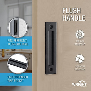 Wright Products Sliding Flush Barn Door Handle Set, Matte Black, 1 Pack - Mounting Hardware Included