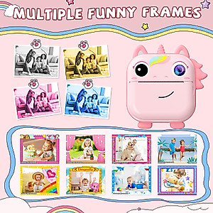 Instant Camera for Kids,Unicorns Kids Camera Instant Print Toys for Girls,Selfie Video Camera for Kids Age 3-12,48MP Digital Camera 32G TF Card&5 Roll Print Paper,Toddler Toys Girls Toys Age 6-8