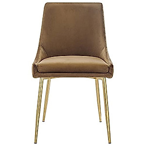 Modway Viscount Performance Velvet Upholstered Side Dining Chairs Set of 2, Gold Cognac