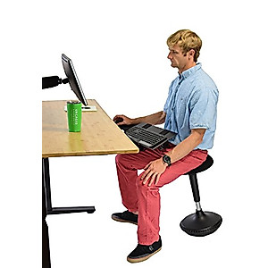 Wobble Stool Standing Desk Chair Ergonomic Tall Adjustable Height sit Stand-up Office Balance Drafting bar swiveling Leaning Perch Perching high swivels 360 Computer Active Sitting Black Saddle seat