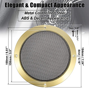 X AUTOHAUX 2pcs 6.5" Gold Tone Car Audio Speaker Cover Mesh Subwoofer Grill Horn Glossy Guard Protector
