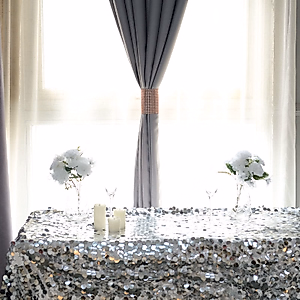 Tableclothsfactory 4 Pack | Blush/Rose Gold Large Rhinestone Mesh Chair Sash Clips, Backdrop Curtain Bands - 5"X10"