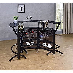 Coaster Furniture Modern Contemporary 3pc Curved Home Bar 61.75" Black ‎182135-S3